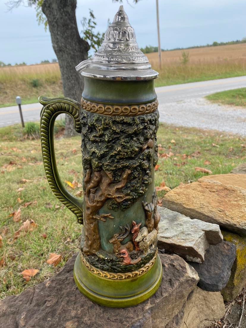 Large Vintage Atlantic Mold Hand Painted Ceramic Stein 4607 - Etsy