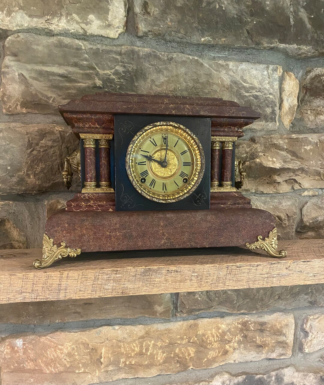 Large Antique EN Welch Mantel Clock - Etsy