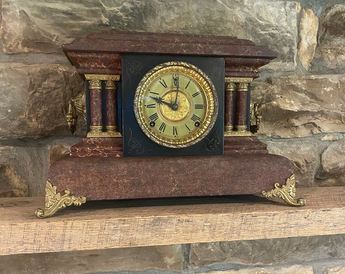 Large Antique EN Welch Mantel Clock - Etsy