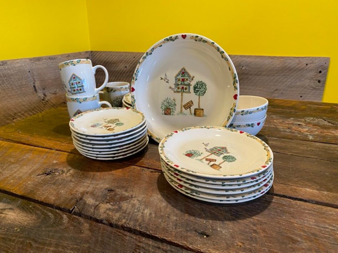 Vintage Thomson Pottery Birdhouse Replacement Dinnerware- Dinner Plates ...