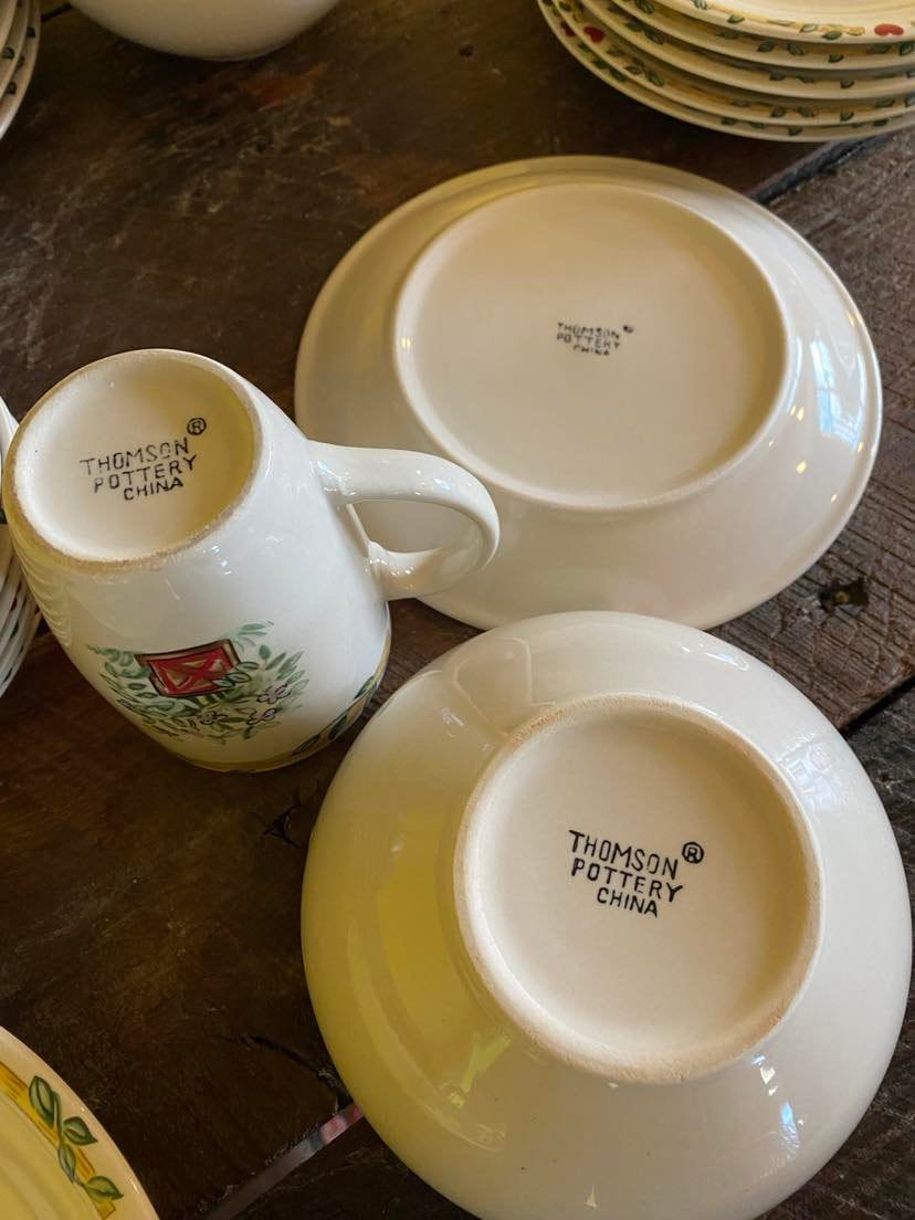 Vintage Thomson Pottery Birdhouse Replacement Dinnerware Dinner Plates ...