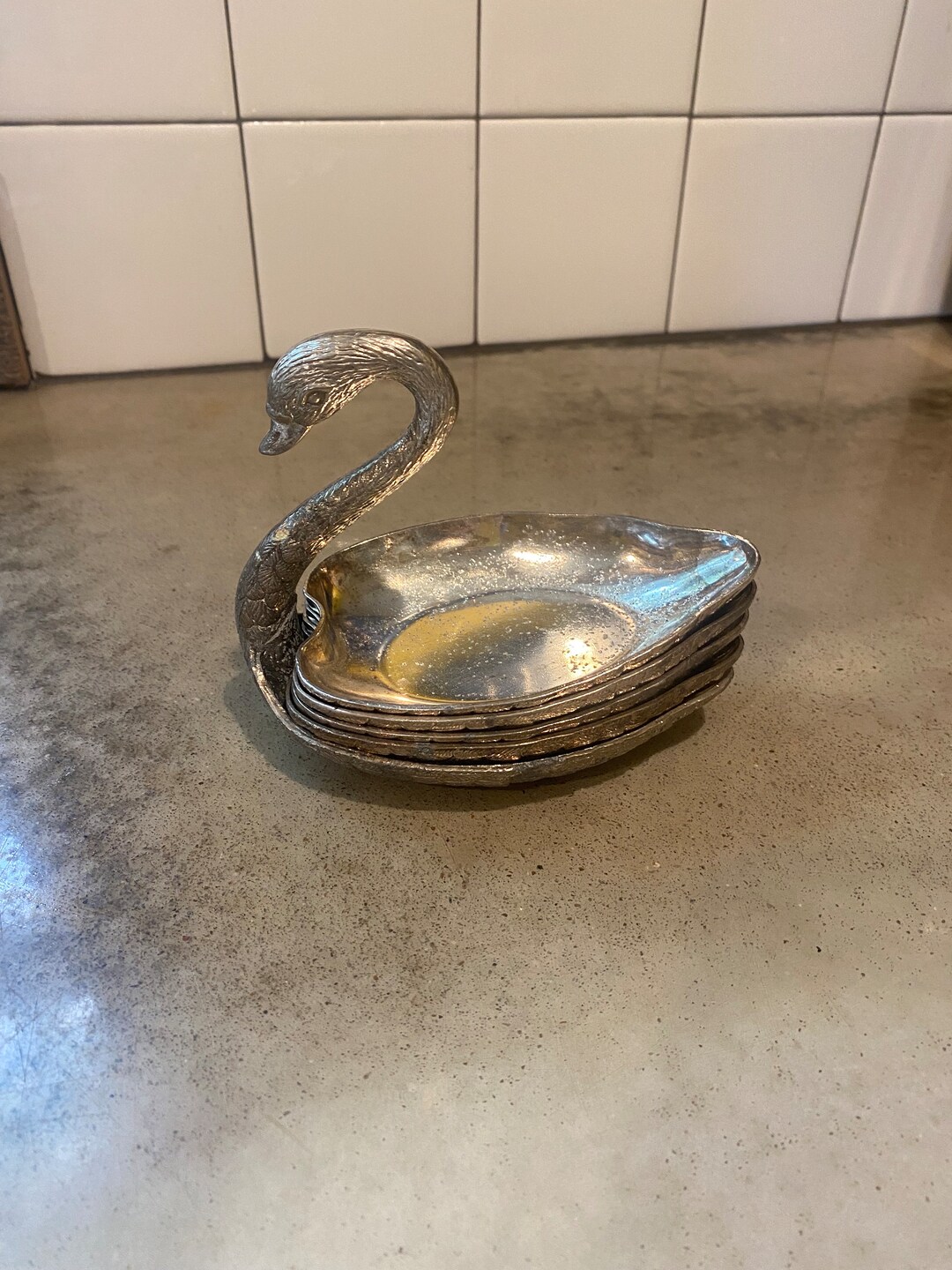 Vintage Silver Plate Swan Nut Candy Stackable Serving Dishes- Set of 4 ...