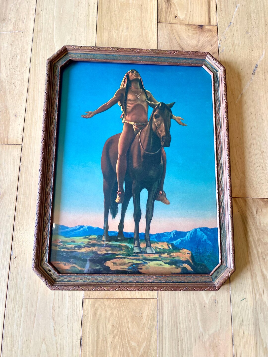 Vintage Cyrus Dallin Appeal to the Great Spirit Framed Lithograph Print ...