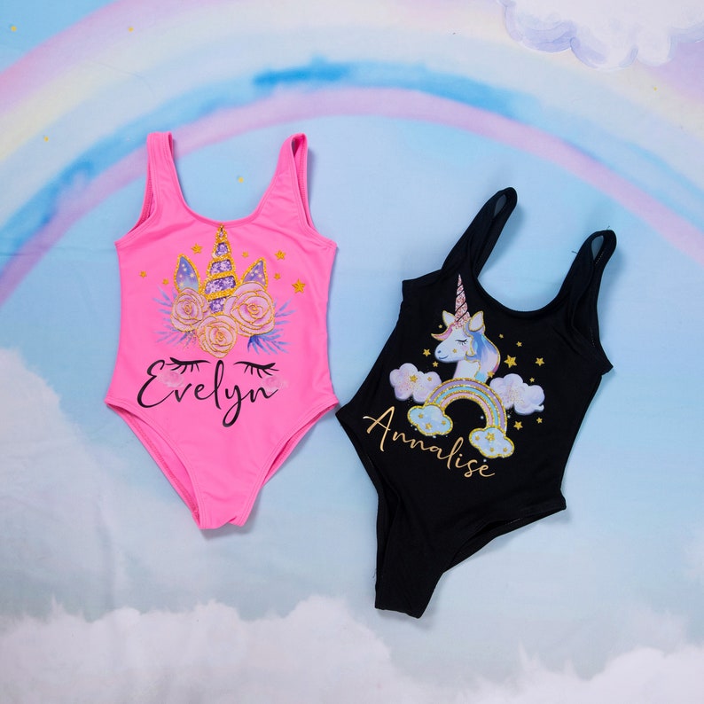 Custom Unicorn Kids Swimsuits Party, One Piece Custom Swims ...