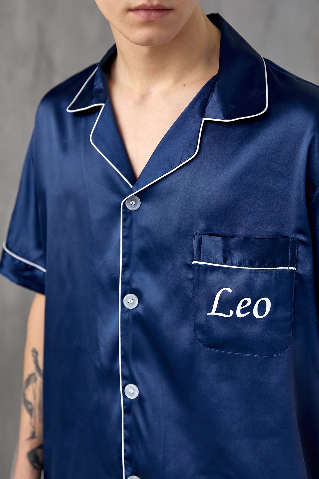 Gift for Him, Personalized Pajama Set for Men, Custom Groom Satin ...