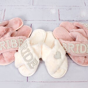 Custom MRS Pearls Slippers, Bride Fluffy Slippers, Custom Bride ...