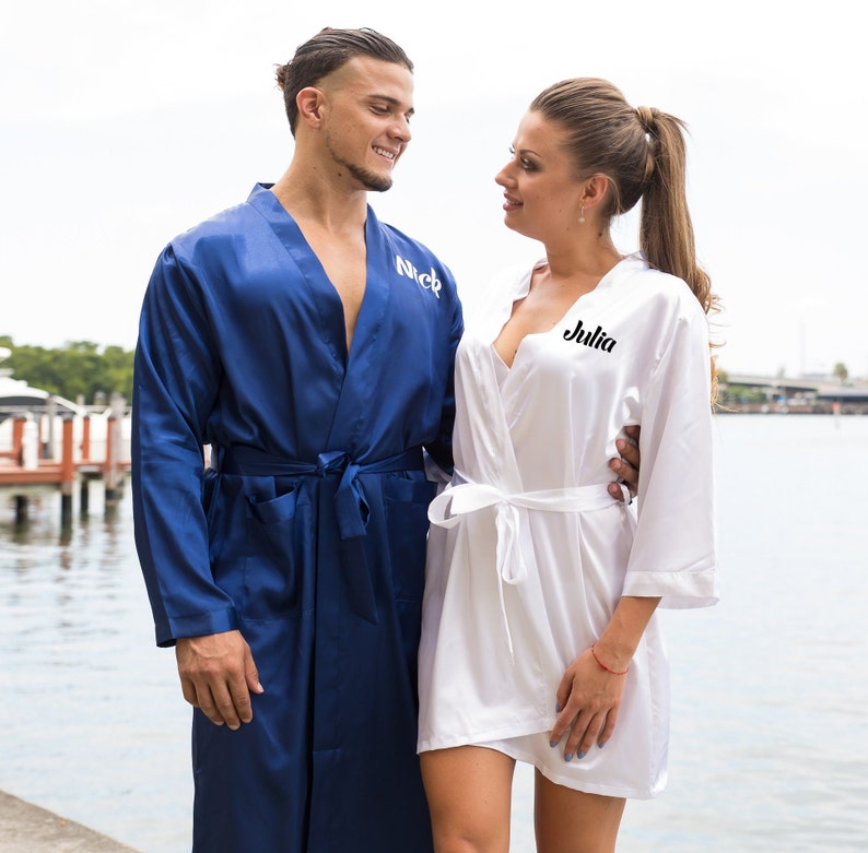 Custom Groom and Bride Satin Wedding Robes Robes for Couple - Etsy