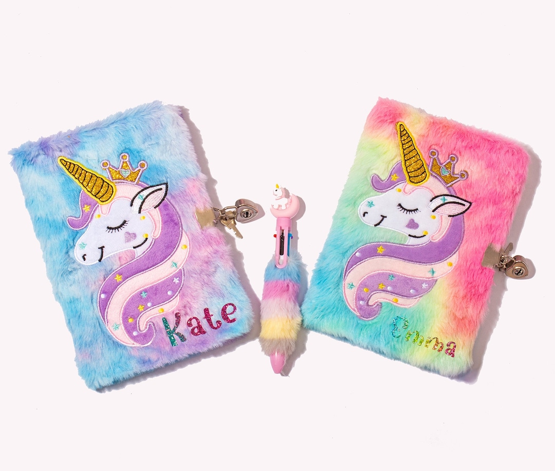 Custom Children Plush Unicorn Diary, Personalized Unicorn Journals ...