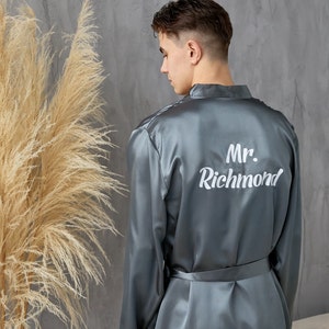 Custom Men's Satin Robe, Groom Robe, Groomsmen Robes, Wedding Men's ...