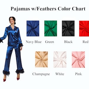 Christmas Pajamas With Feathers, Customized Xmas Satin Pyjamas - Etsy