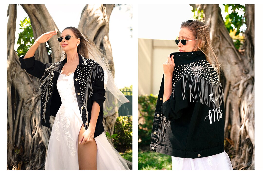 Custom Denim Jacket With Tassels, Mrs Denim Jacket, Mrs Custom Jean ...