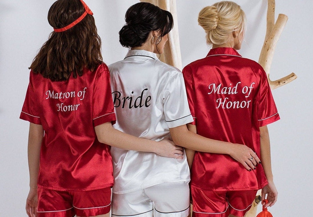 Set of 13 Custom Bridal Sleepover Party Pajamas, Satin Personalized ...
