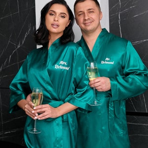 Custom Groom and Bride Satin Wedding Robes, Robes for Couple, Mr and ...