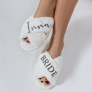 Bachelorette Fluffy Cross Slippers, Party Matching Slippers ...
