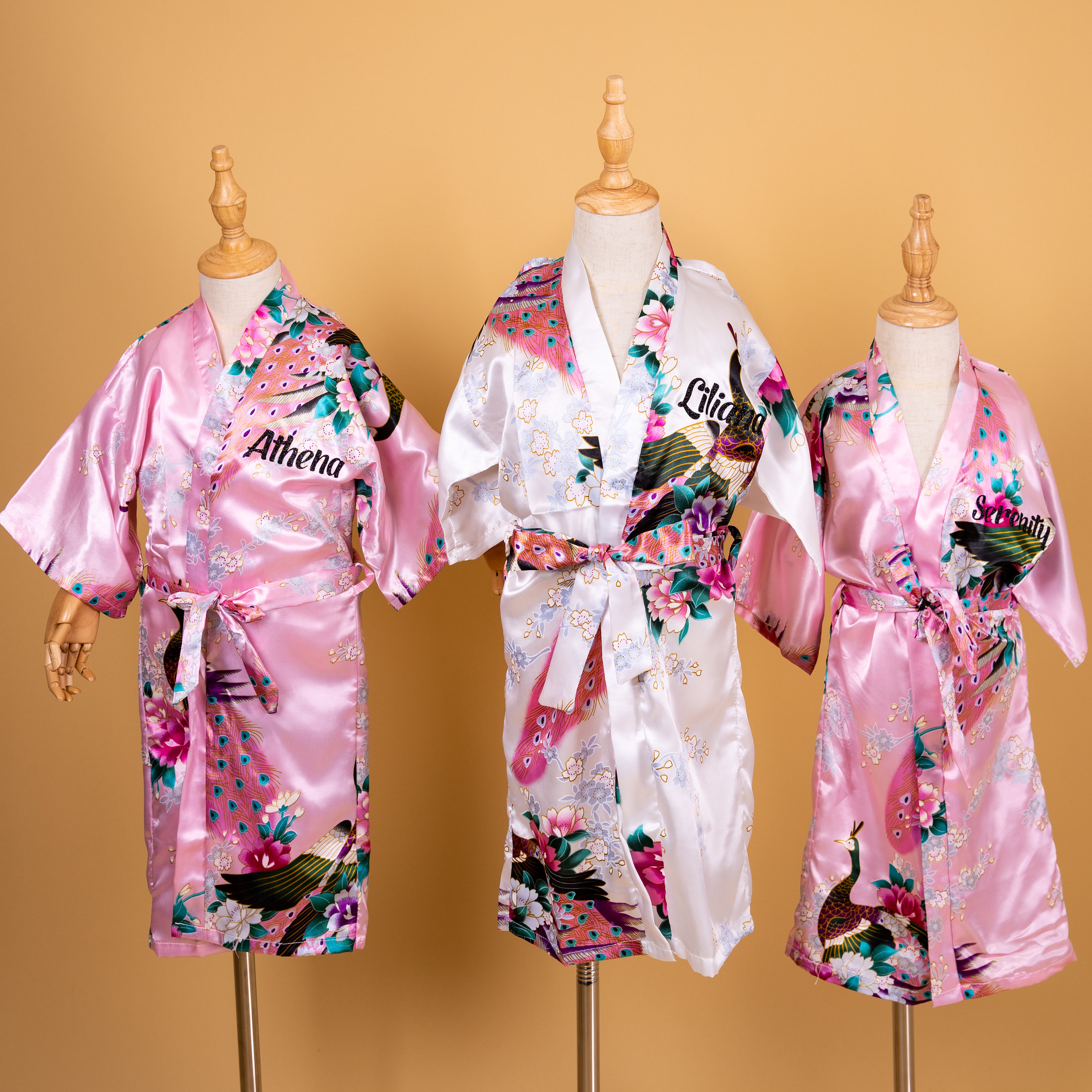 Kids Satin Kimono, Flower Girl Robe, Bridesmaid Custom Robes, Birthday ...