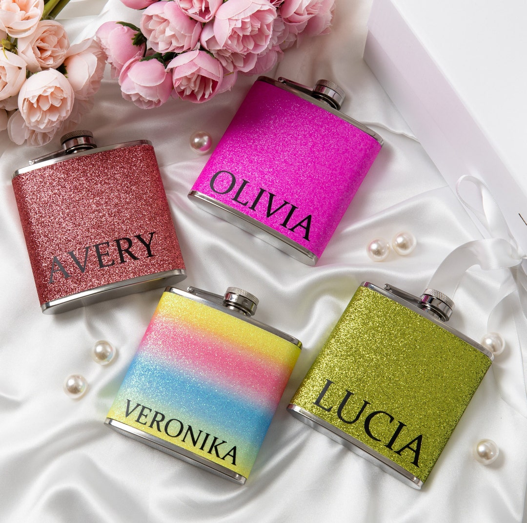 Bridesmaid Flasks, Bridesmaid Gifts, Custom Sequin Flasks, Personalized ...