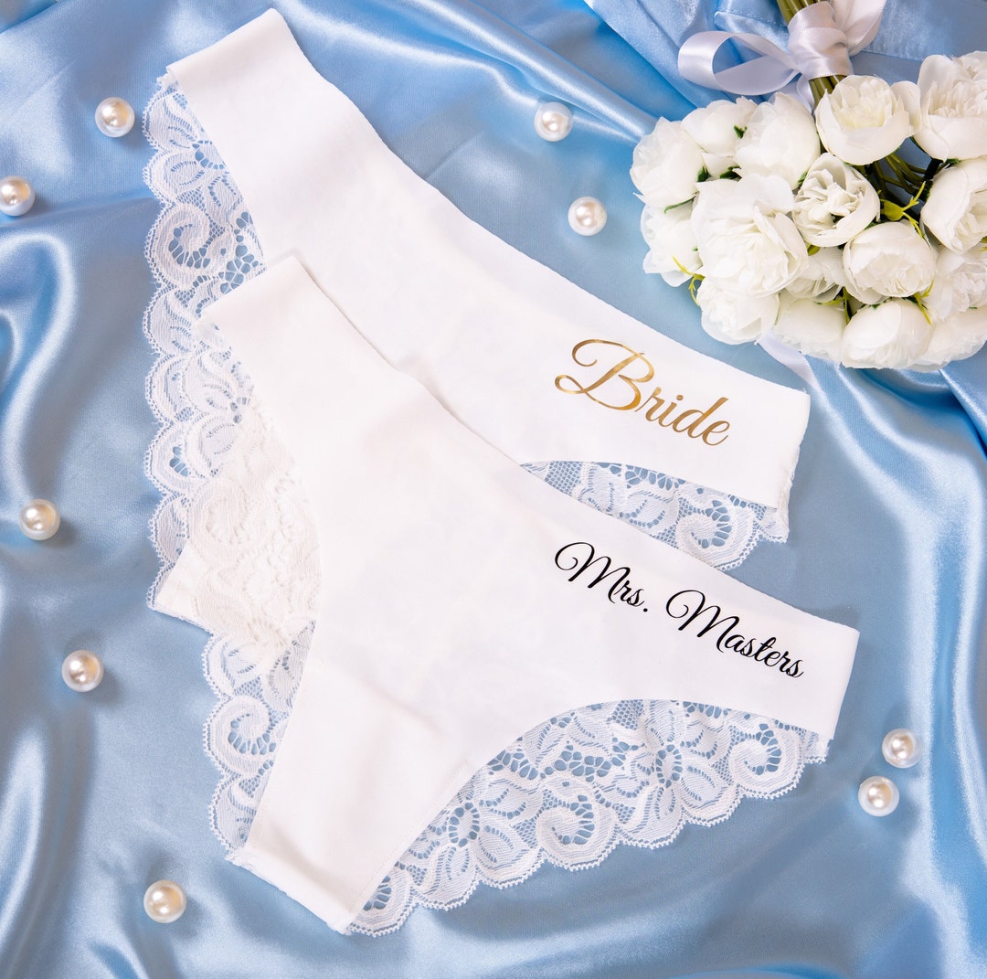 Lace Mrs Bridal Panties, Wedding Bride Underwear, Bachelorette Favors ...
