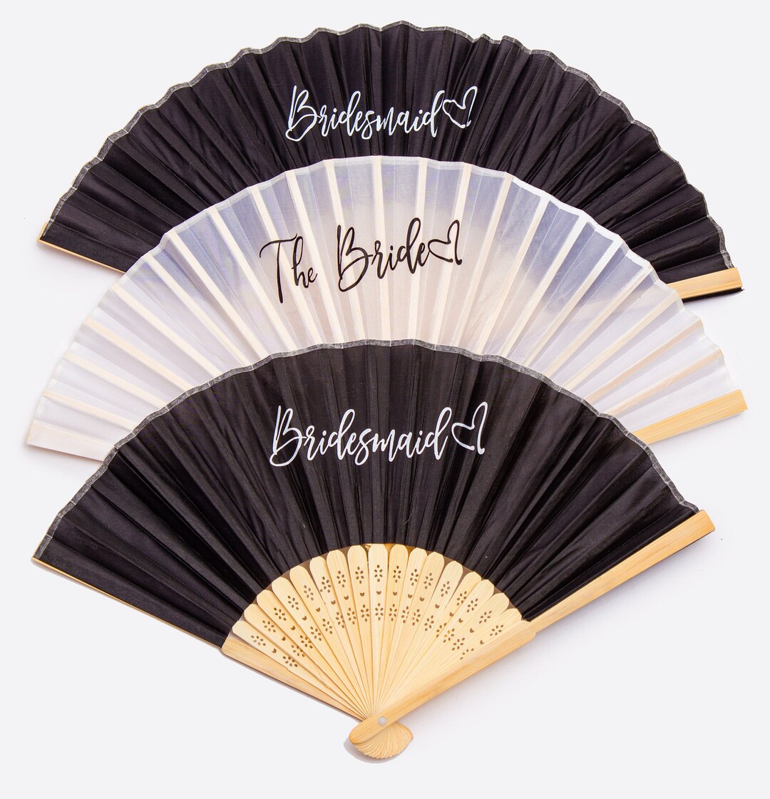 Custom Folding Wood & Fabric Hand Fan, the Bride Hen Fan, Wedding Fan ...