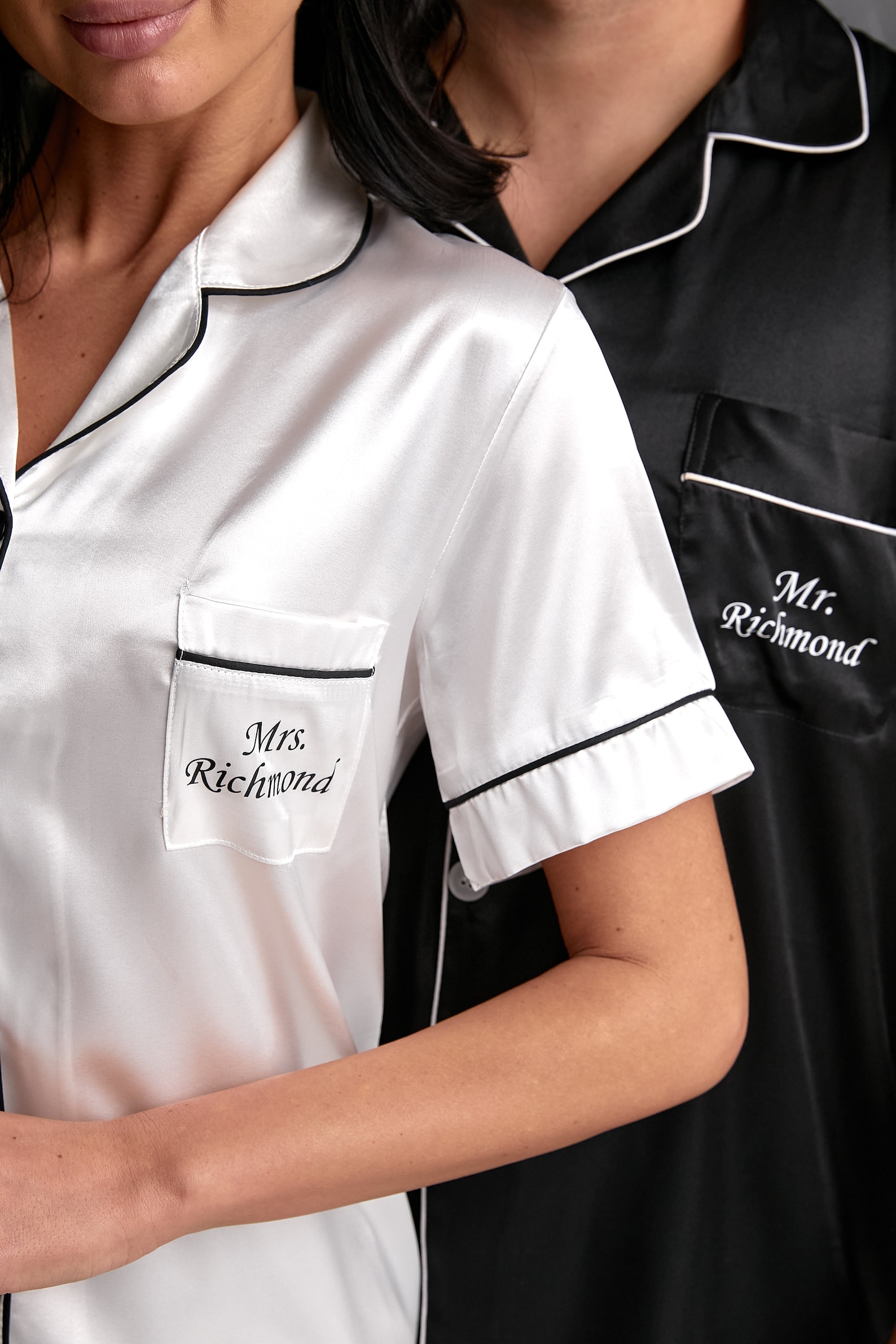 Mr and Mrs Custom Satin Pajamas, Groom and Bride Pajamas, Wedding Pjs ...