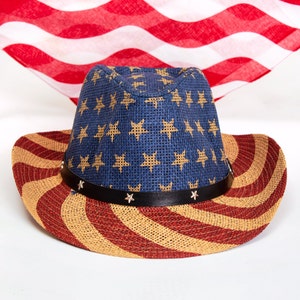 Unisex Custom America Flag Cowboy Hat, USA Flag Unisex Cowboy Hat ...