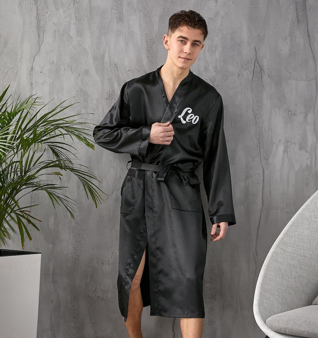 Custom Men's Satin Robe, Groom Robe, Groomsmen Robes, Wedding Men's ...