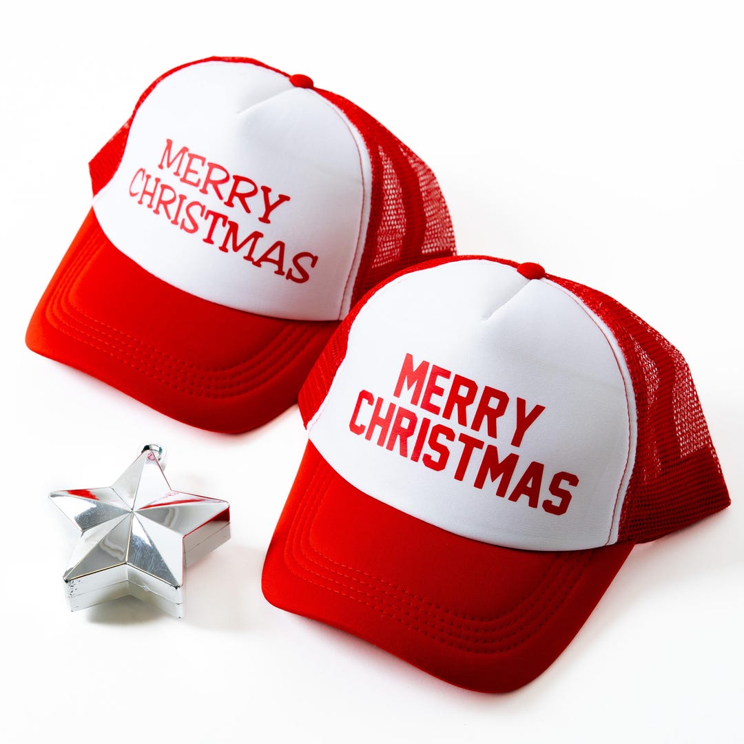 Merry Christmas Trucker Hat, Holiday Cap, Christmas Vacation Hat, Santa ...