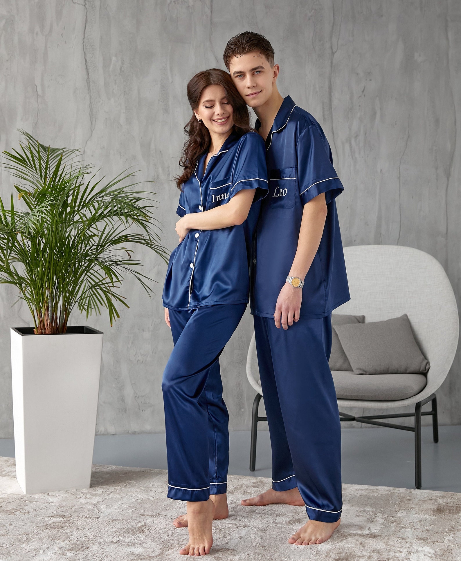 Mr and Mrs Custom Satin Pajamas, Groom and Bride Pajamas, Wedding Pjs ...