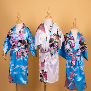 Kids Floral Peacocks Robes, Flower Girl Robes, Custom Robes, Kids Satin ...