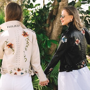 Custom Bride Jacket, Embroidered Jacket With Flowers, Custom Leather ...