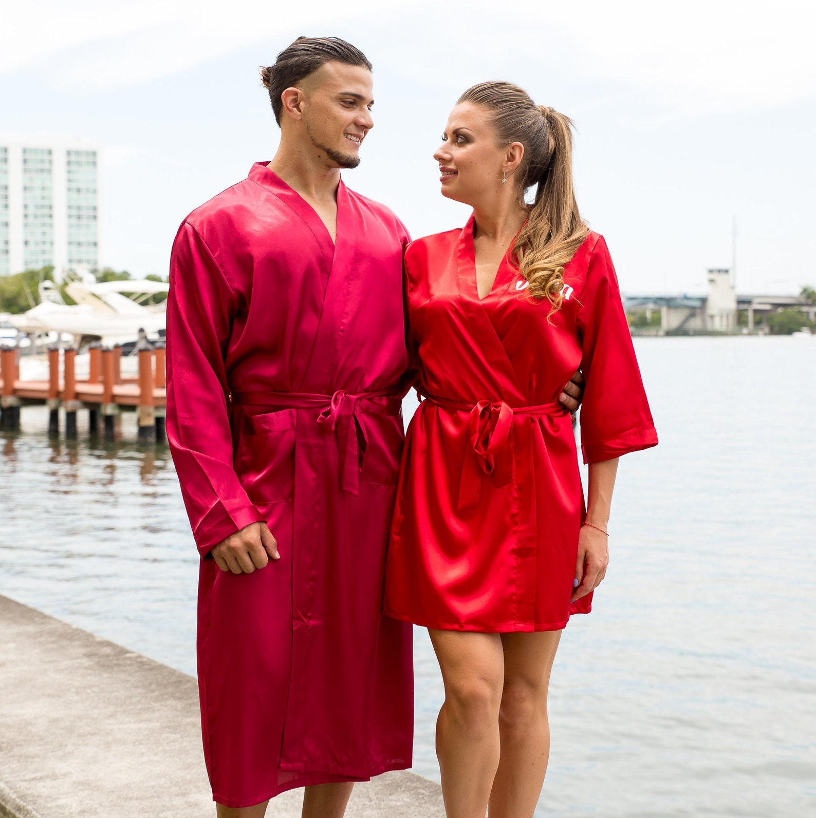 Custom Groom and Bride Satin Wedding Robes Robes for Couple - Etsy