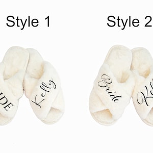 Custom Slippers, Bridesmaid Gifts, Fluffy Slippers, Bachelorette Fluffy ...