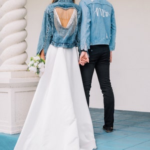 Wedding Jean Jacket for Bride and Groom, Denim Jacket With Heart ...