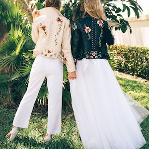 Custom Bride Jacket, Embroidered Jacket With Flowers, Custom Leather ...