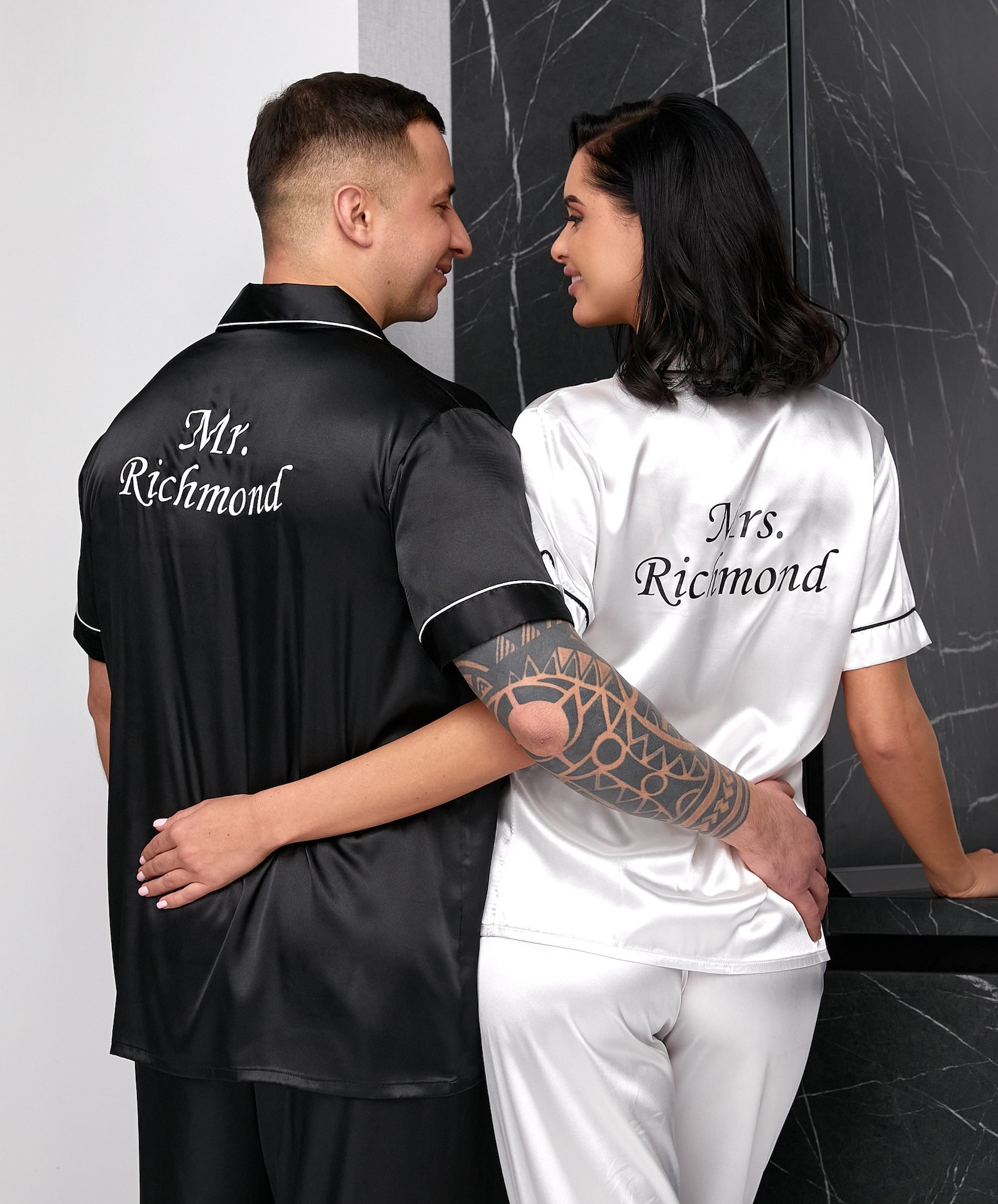 Mr and Mrs Custom Satin Pajamas, Groom and Bride Pajamas, Wedding Pjs ...