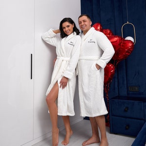 Custom Long Bathrobes, Matching Bathrobes for Couple, Mr and Mrs ...