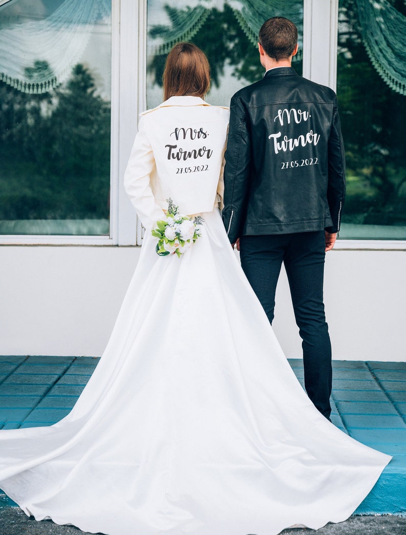 Mr and Mrs Wedding Jackets, Groom and Bride Leather Jackets, Bridal ...