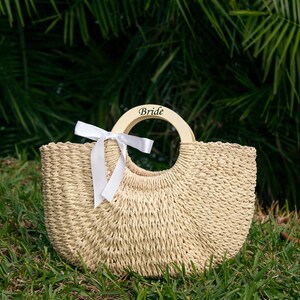 Mrs Custom Beach Bag, Custom Straw Beach Bag, Bag With Wooden Handle ...