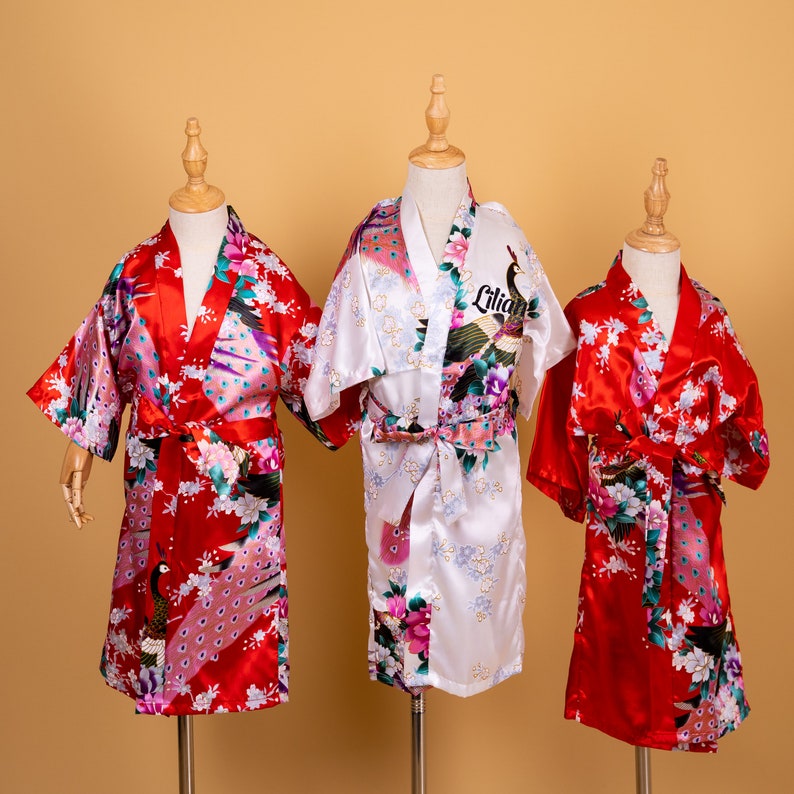 Kids Satin Kimono, Flower Girl Robe, Bridesmaid Custom Robes, Birthday ...