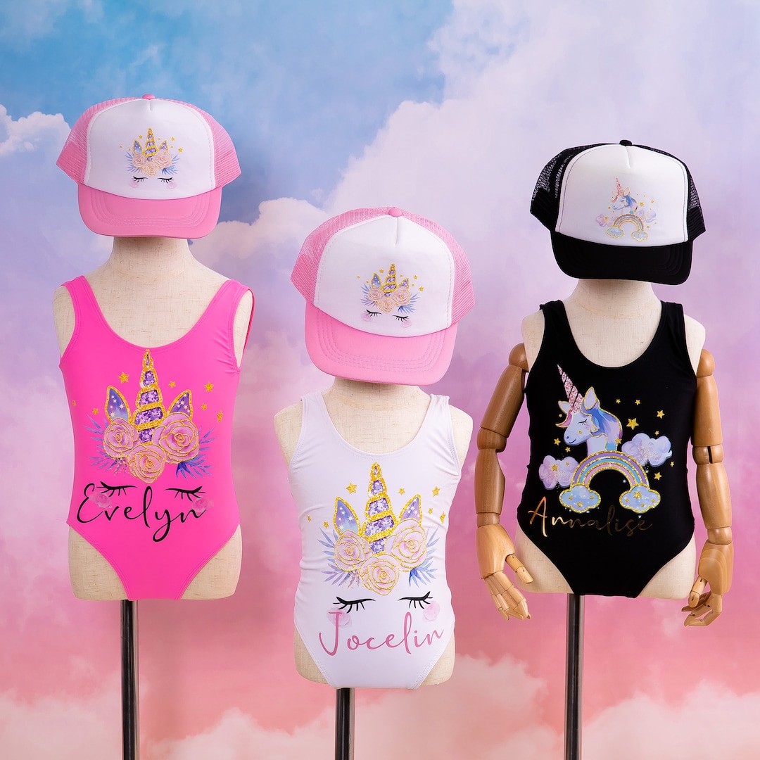 Custom Unicorn Kids Swimsuits Party, One Piece Custom Swims ...