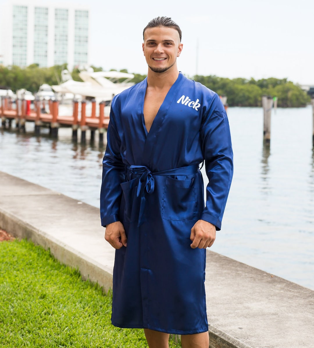 Custom Men's Satin Robe, Groom Robe, Groomsmen Robes, Gift for Him ...