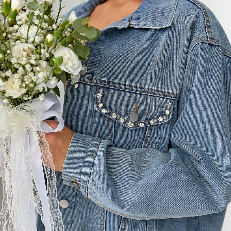 Rhinestone Denim Jacket - Etsy