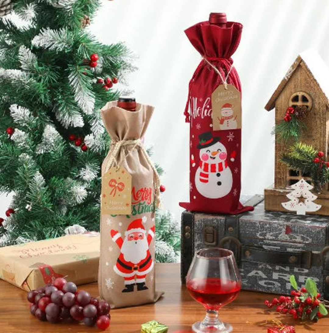 Custom Christmas Decorations, Christmas Wine Bottle Covers, Champagne ...
