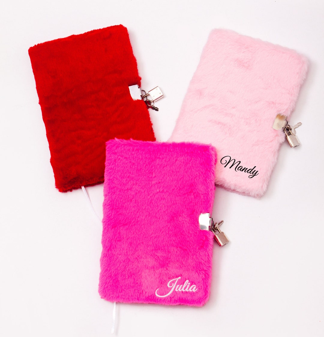 Personalized Fluffy Journal With Lock, Custom Name Fluffy Diary, Gift ...
