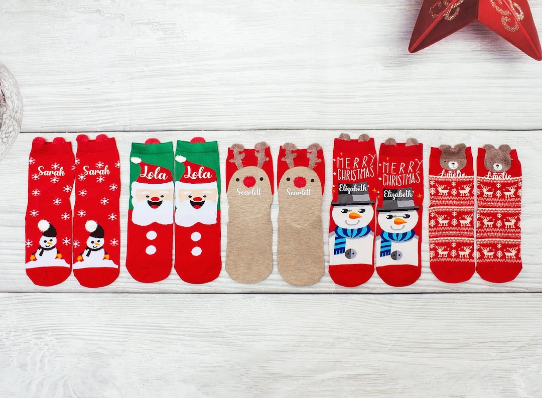 Funny Xmas Socks, Santa Socks, Christmas Socks, Personalized Xmas Socks ...