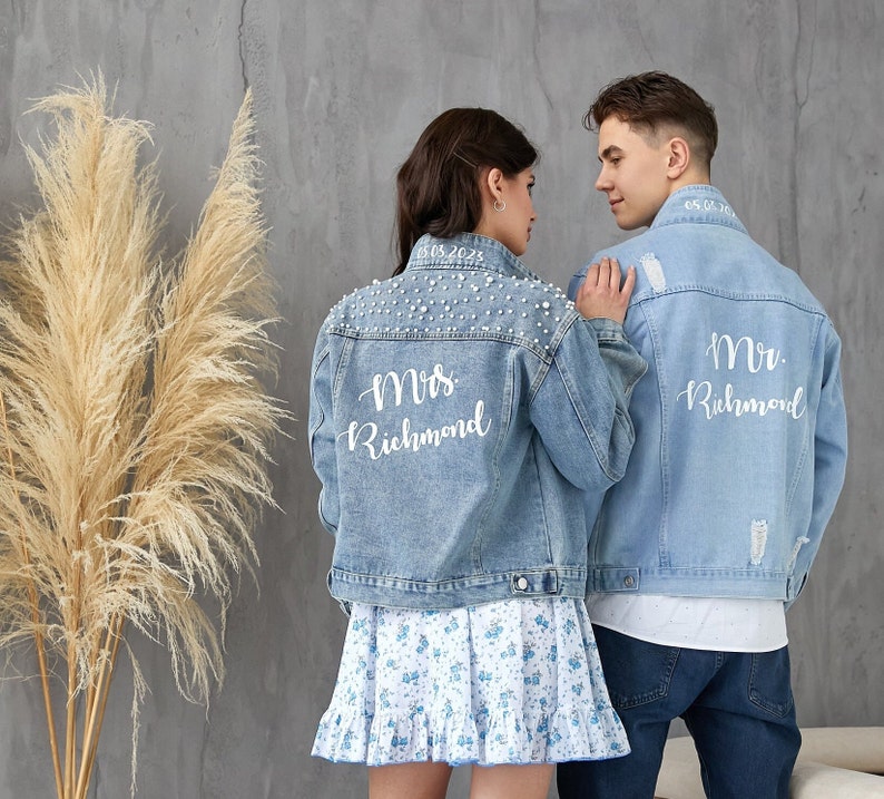 Custom Mrs Bride Jean Jacket, Personalized Denim Jacket, Wedding Denim ...
