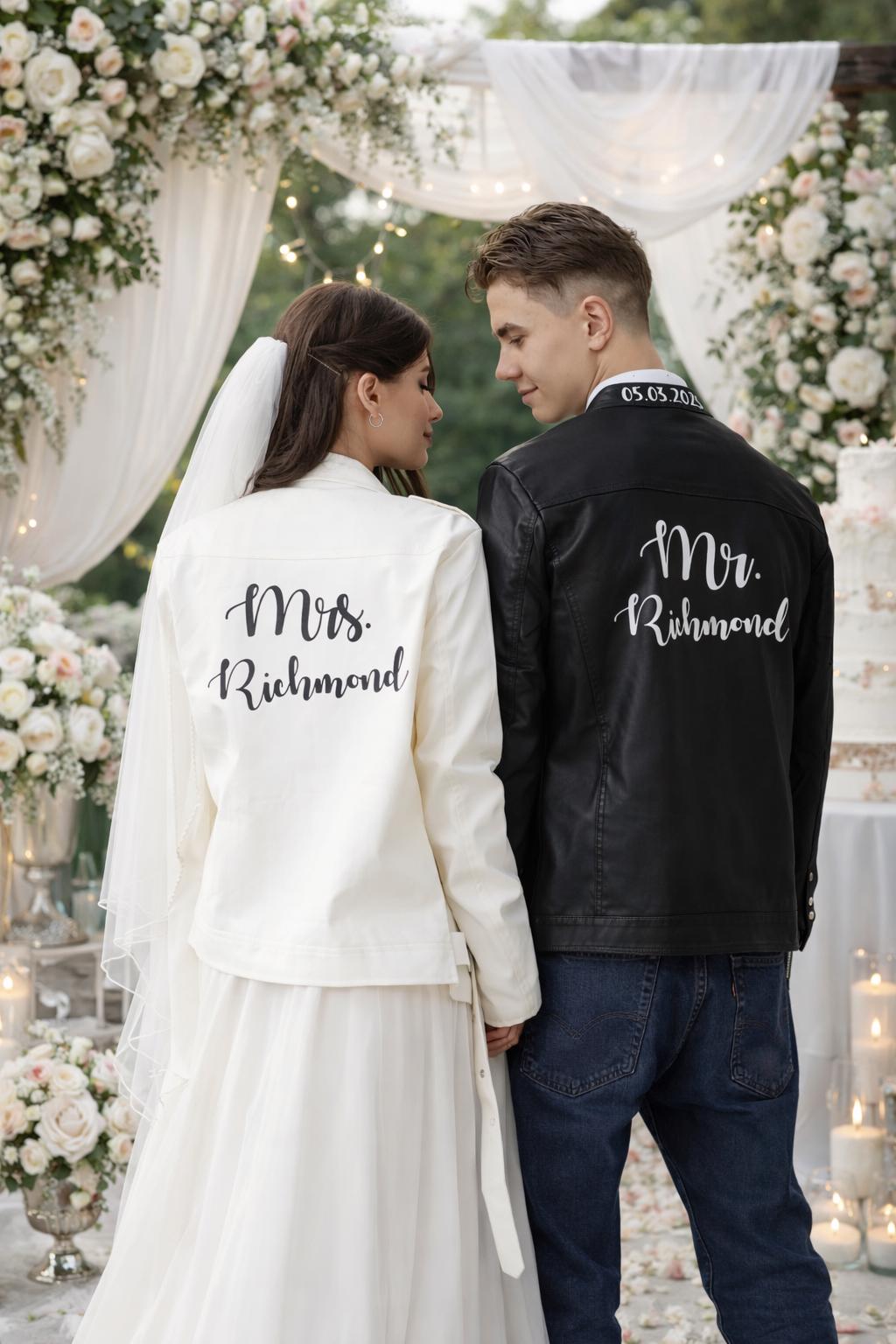 Mr and Mrs Custom Faux Leather Jackets, Groom and Bride Jackets ...