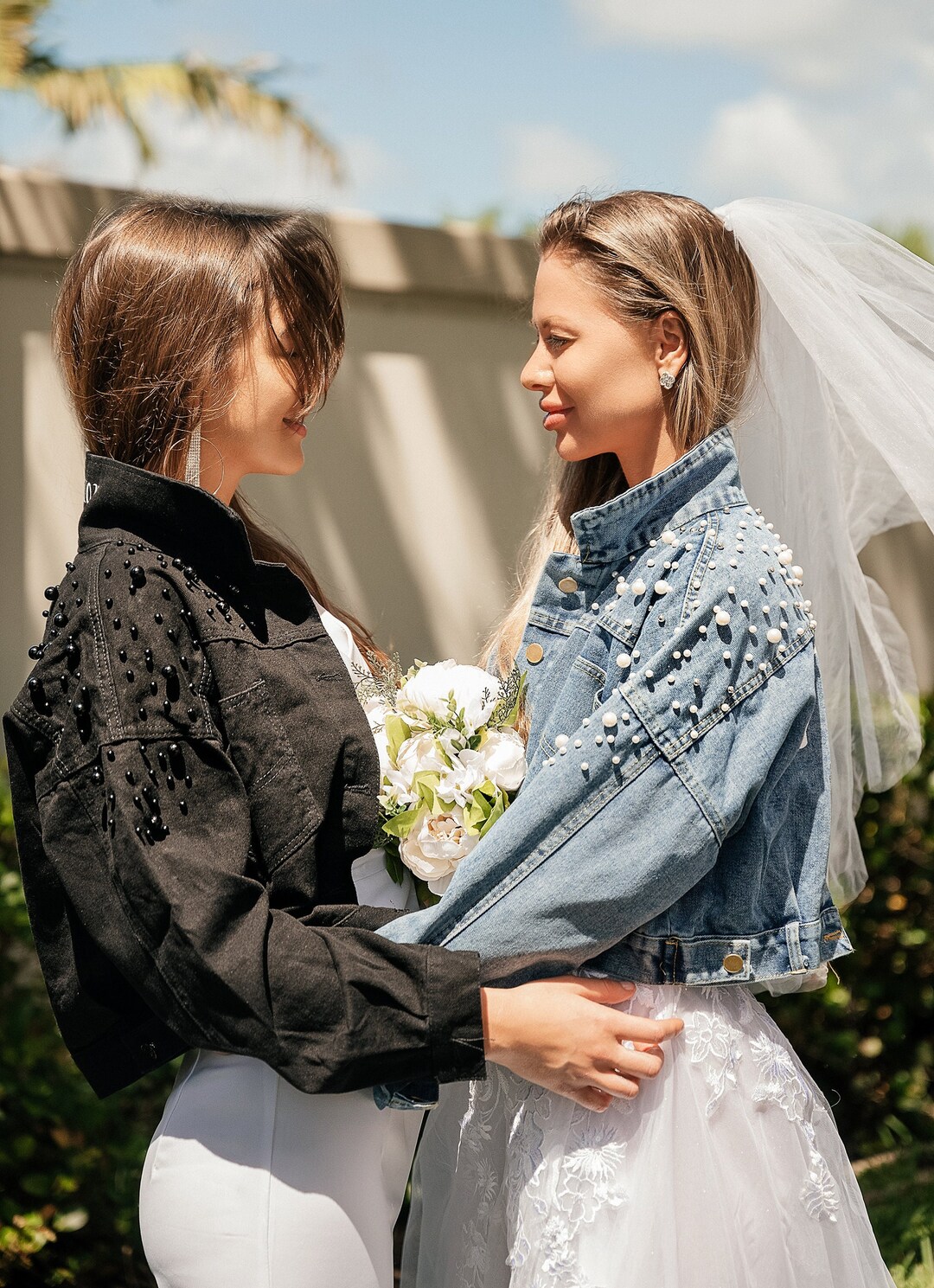 Wedding Jacket With Pearls, Custom Jean Jacket, Bridal Gift ...