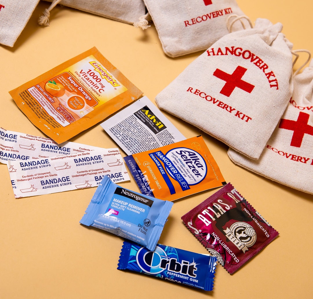 Hangover Kit, Hungover Kit With Supplies, Bridesmaids Recovery Kit ...