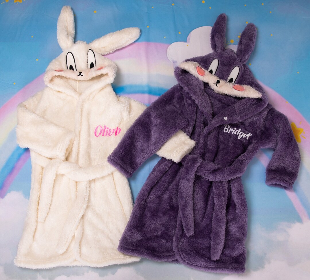 Custom Bunny Kids Bathrobes, Personalized Robes, Easter Gift for Kids ...