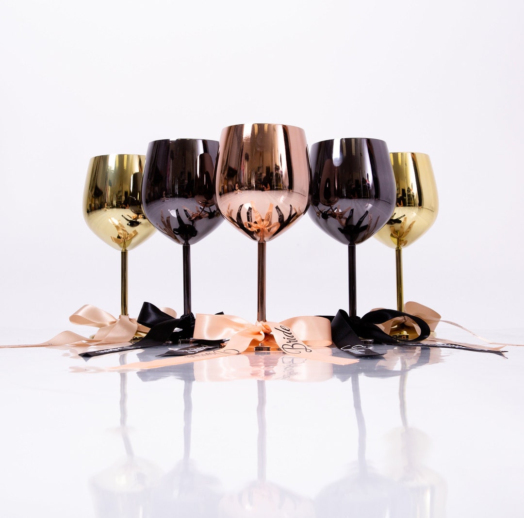 Stainless Steel Wine Cups With Bow, Custom Metal Wine Glass for ...